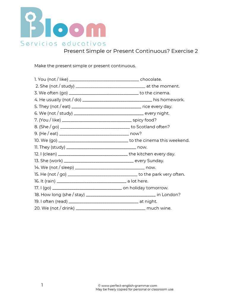 Present Simple or Present Continuous 2 PDF | PDF