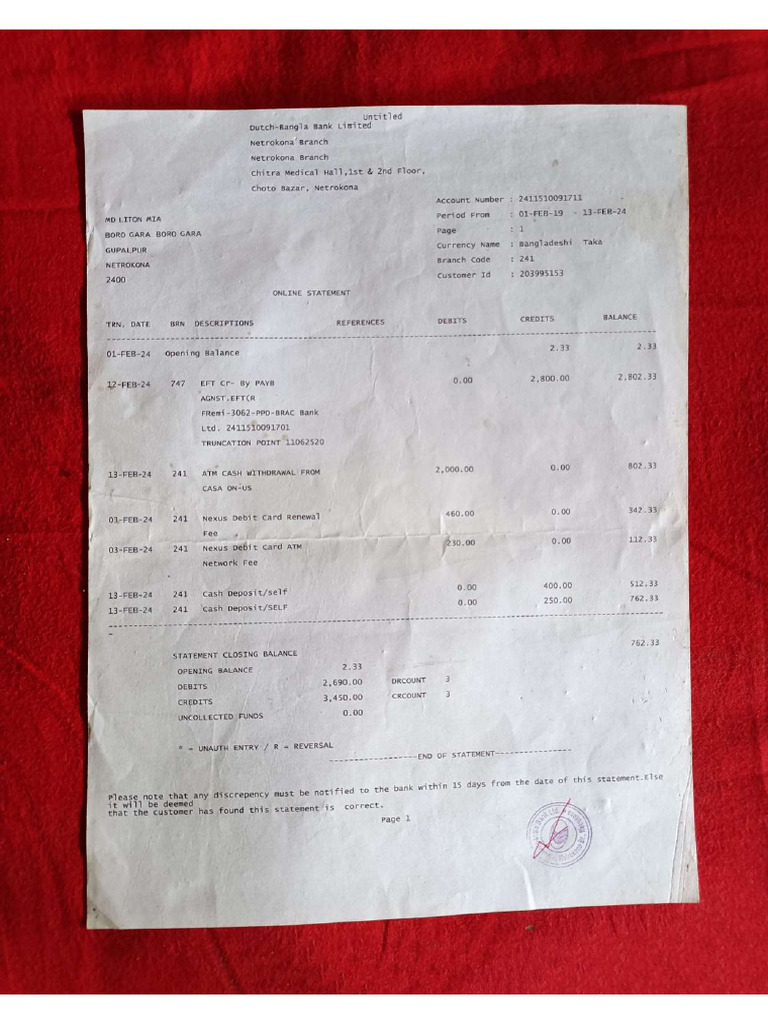 Bank Statement | PDF