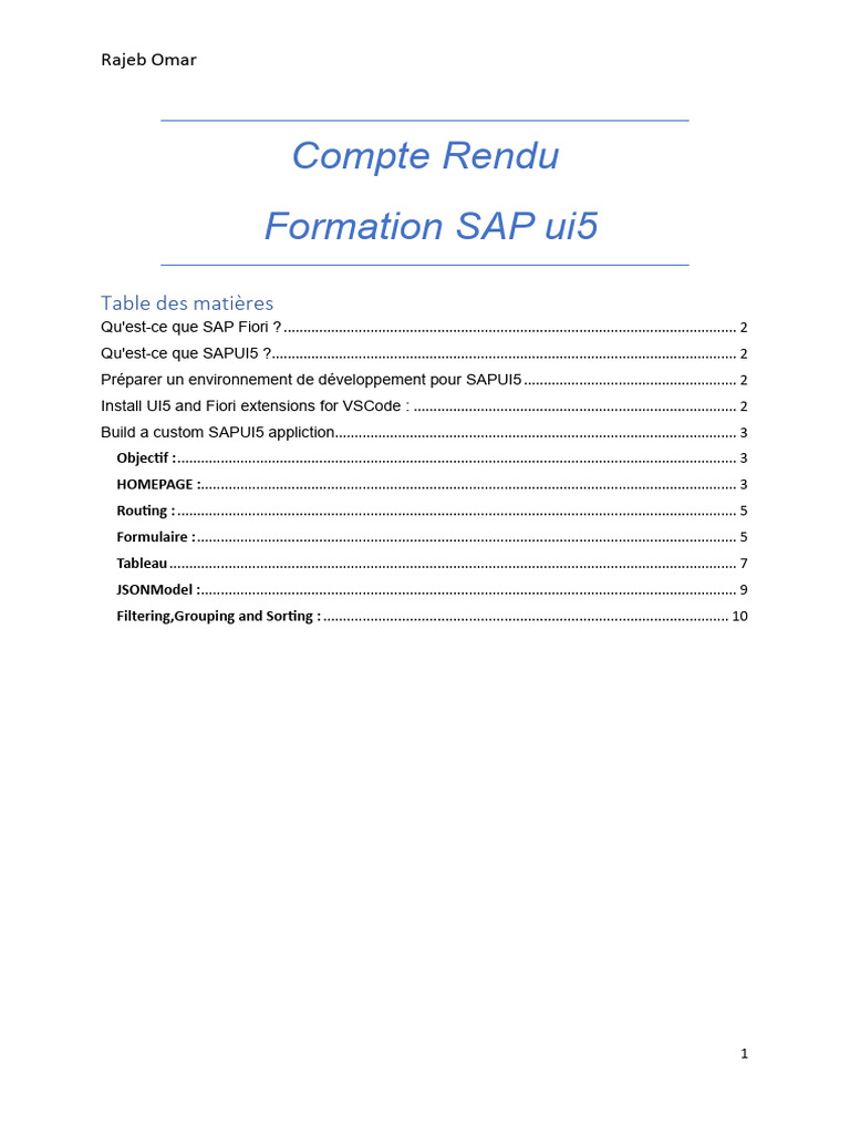 Compte Rendu Formation SAPUI5 | PDF
