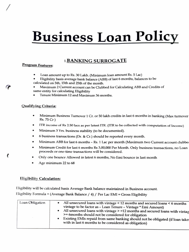 Business Loan Policy | PDF | Loans | Revenue