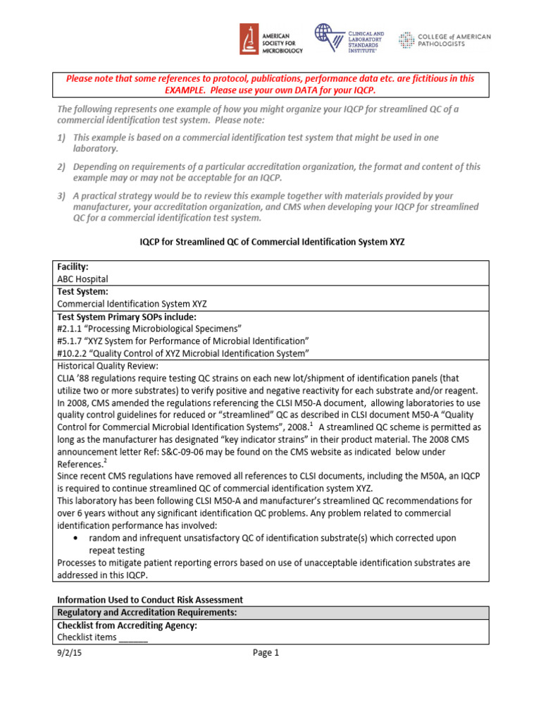 Microbiology Id Systems Iqcp Example | Download Free PDF | Risk | Risk ...