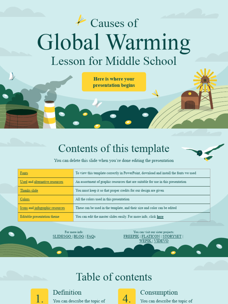 Causes of Global Warming Lesson For Middle School by Slidesgo | PDF ...