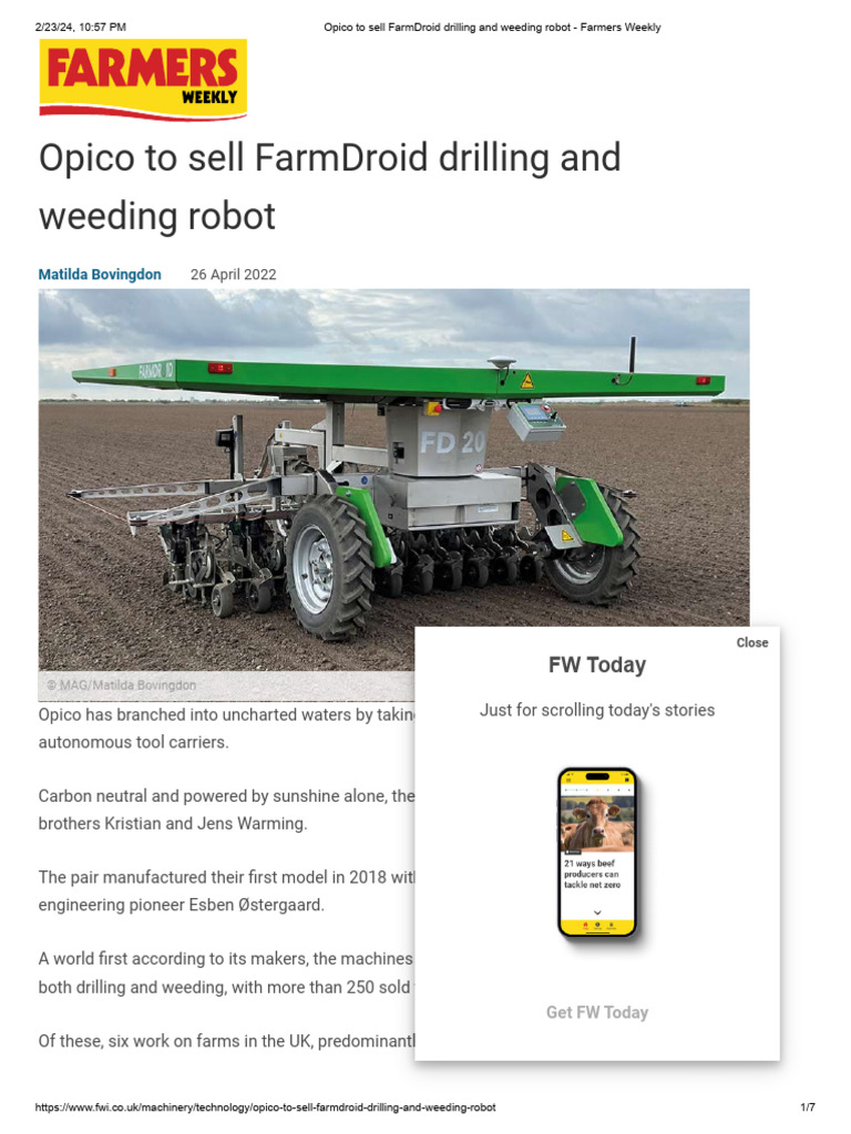 Opico To Sell FarmDroid Drilling and Weeding Robot - Farmers Weekly ...