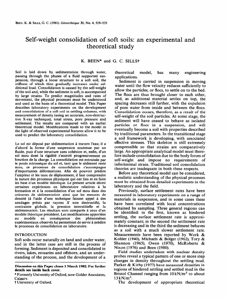 Self-Weight Consolidation of Soft Soils | PDF | Porosity | Density