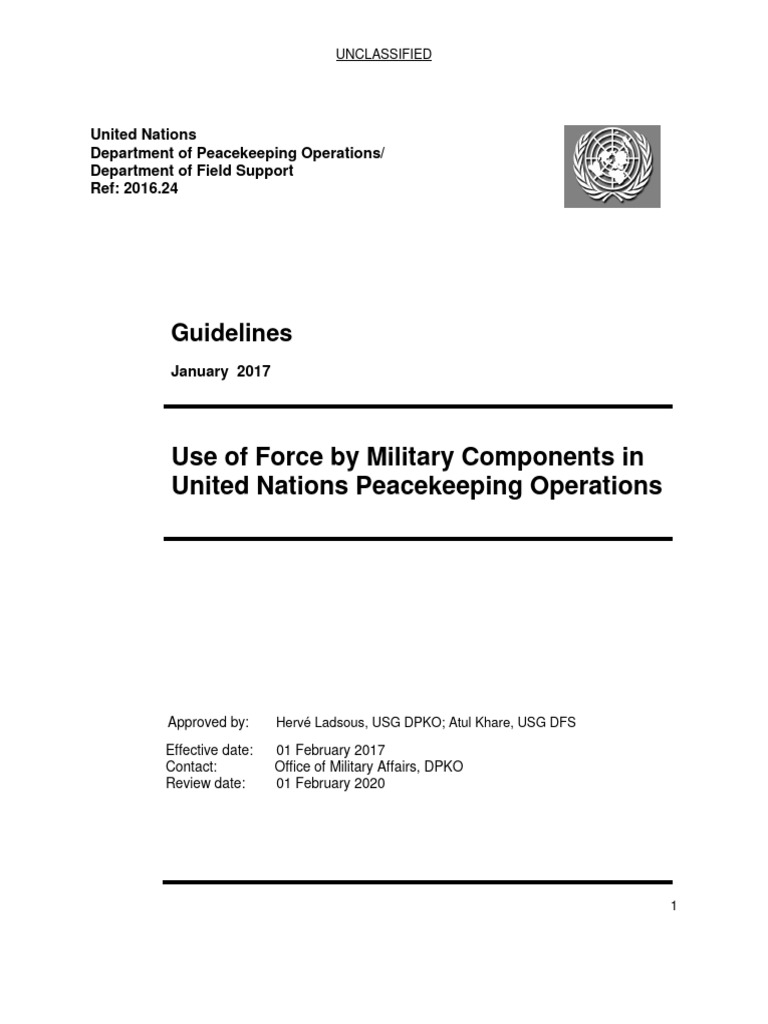 UN Guidelines on Military Use of Force | PDF | Military Intelligence ...