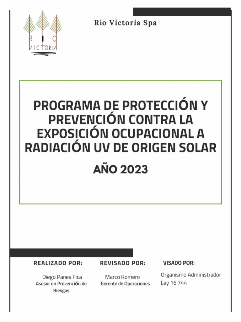 Programa Radiación UV 2023 - Rio Victoria | PDF | Ultravioleta | Dom