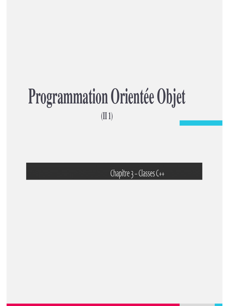 POO - Chapitre3 - Classes - C++ - Partie 1 | PDF | Classe (informatique) | Programmation