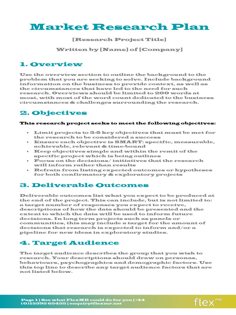 Market Research Plan Template | PDF | Target Audience | Sampling ...