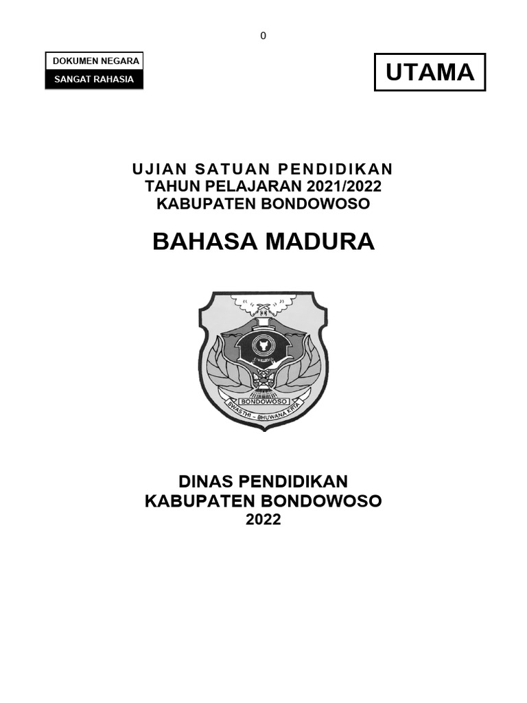 2, Naskah Soal Usp (Tulis) Bhs. Madura Tp. 2021-2022 | PDF