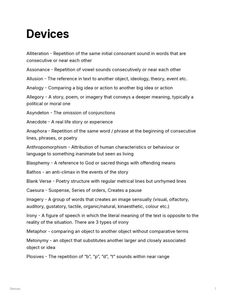 Literary Devices Explained | PDF | Poetry | Poetic Devices