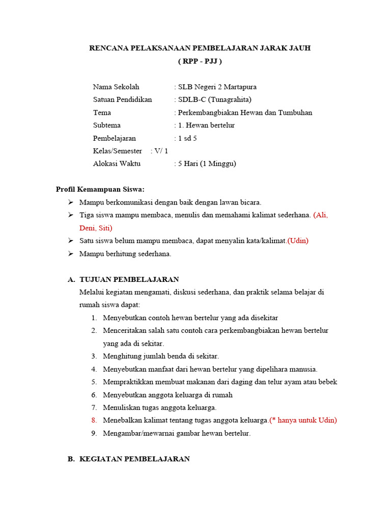 CONTOH RPP - PJJ - Bu Ratna | PDF