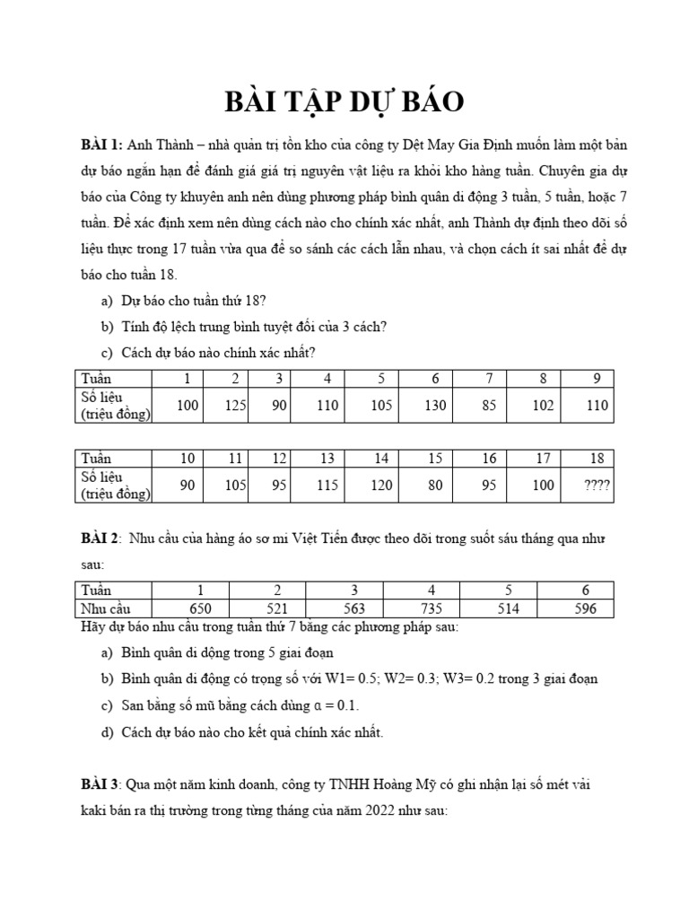 Bai Tap Du Bao | PDF