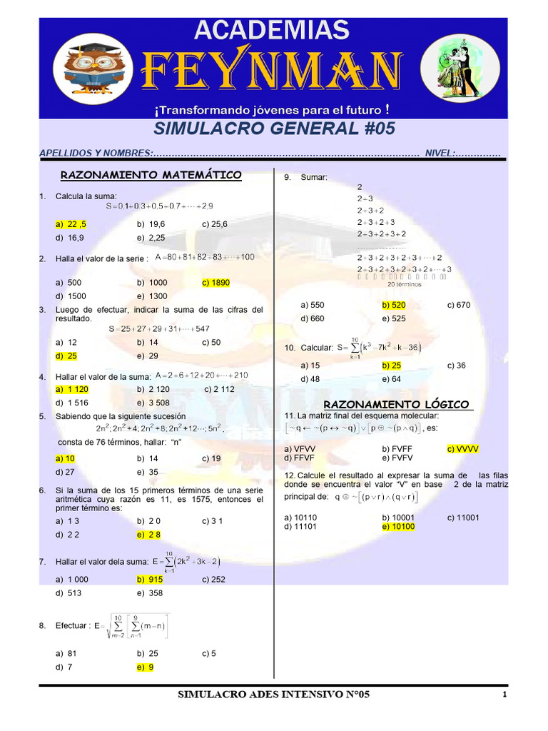 Simulacro General #05 | PDF