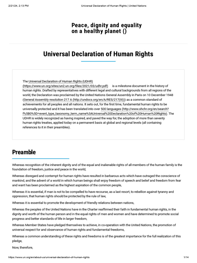 Universal-Declaration of Human Rights - United Nations | PDF | Human ...
