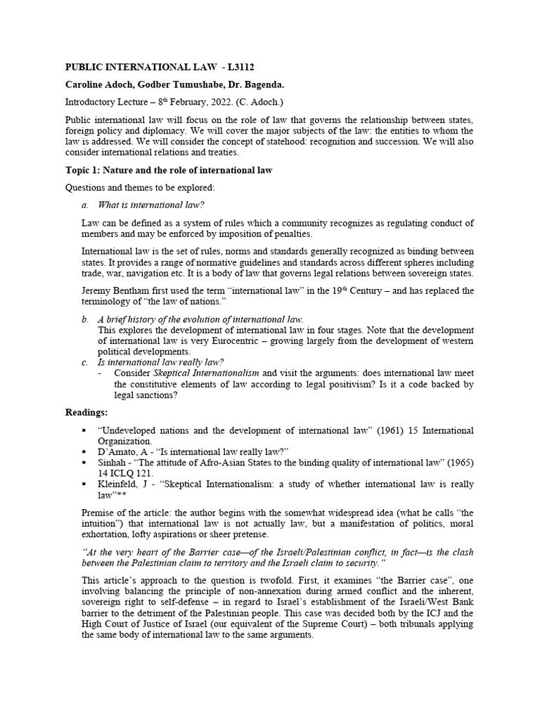 International Law I | PDF | International Law | Treaty