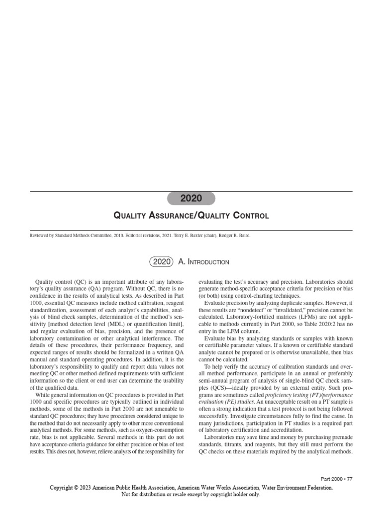 2018 2020 Quality Assurance Quality Control | PDF | Titration | Chemistry