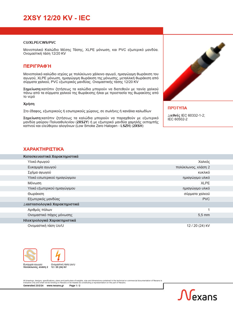 Nexans - 2XSY 12 20 KV IEC | PDF
