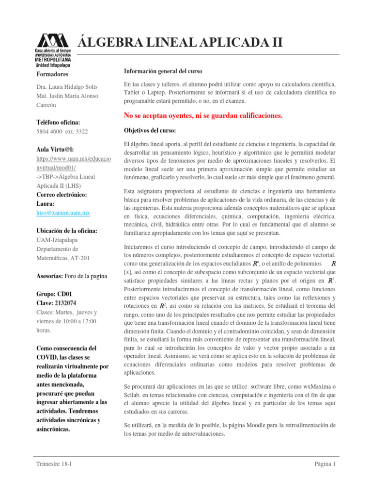 Cd01-Álgebra Lineal Aplicada Ii-Tbp-39 | PDF | Espacio vectorial | Mapa ...