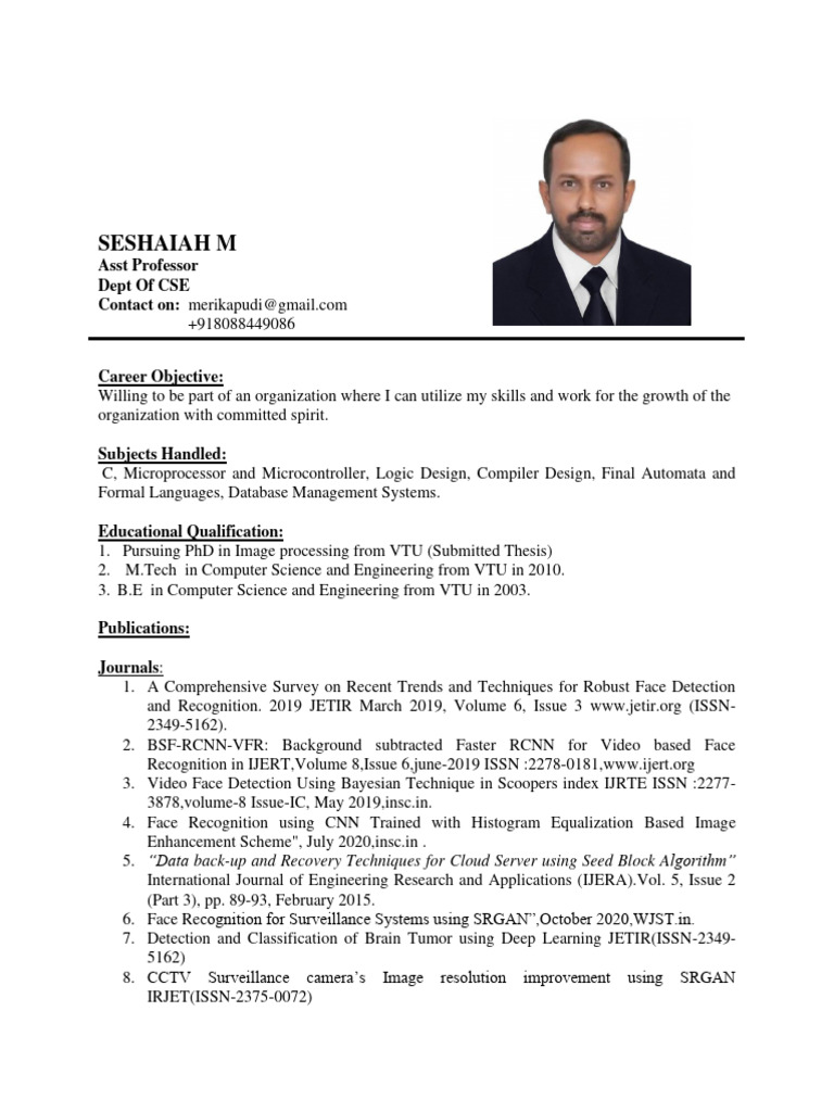 Seshaiah M: Asst Professor Dept of CSE | PDF | Engineering | Deep Learning