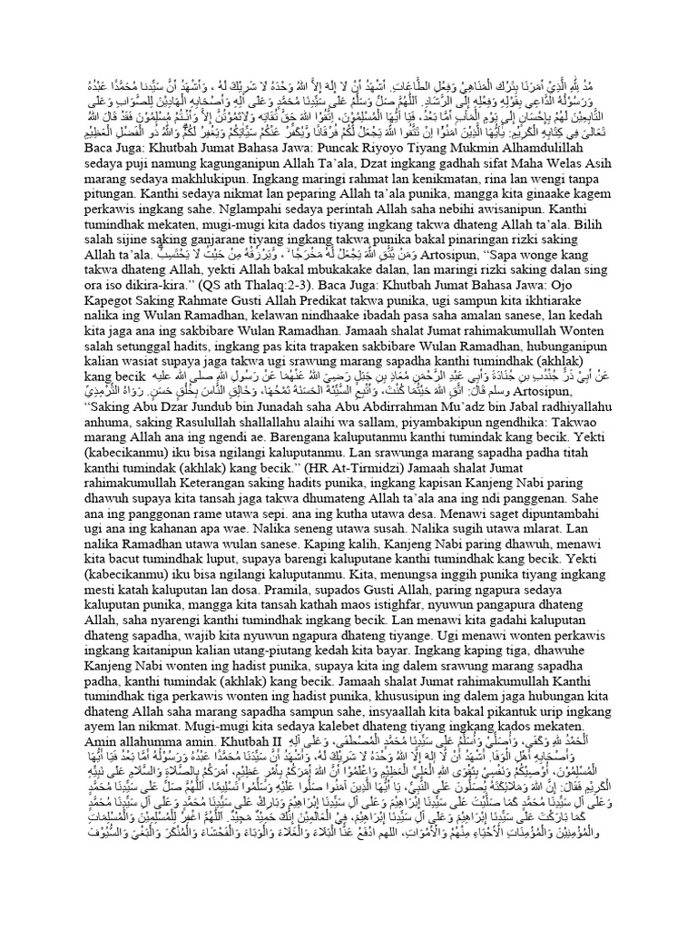 Teks Kutbah | PDF | Seni & Disiplin Bahasa | Kajian Bahasa Asing