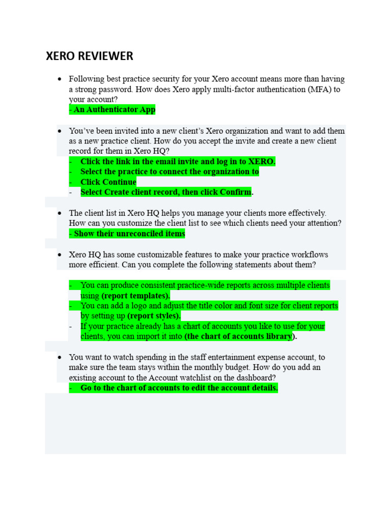 Xero Reviewer | PDF | Invoice | Inventory