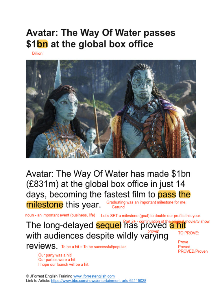 Avatar Article JForrest English Training | PDF | English Language ...
