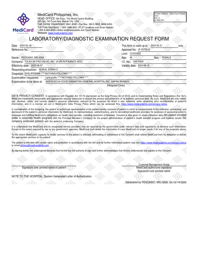 Diagnostic Form Mace2968862 | PDF | Medicare (United States) | Informed ...
