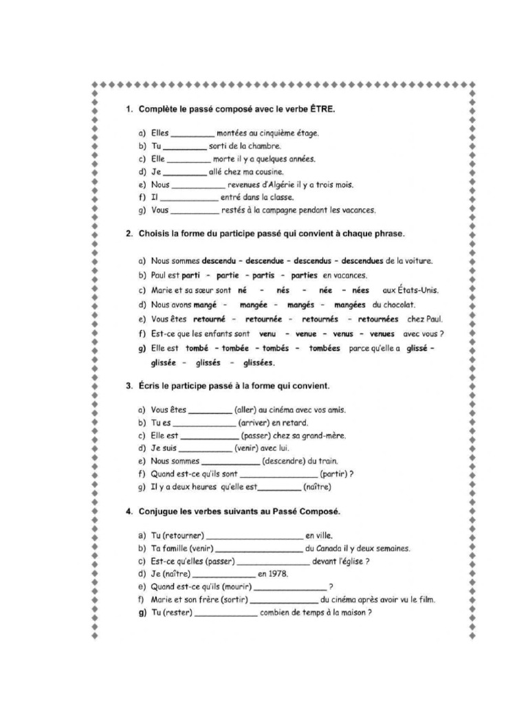 Atelier Passé Composé Avec Être | PDF