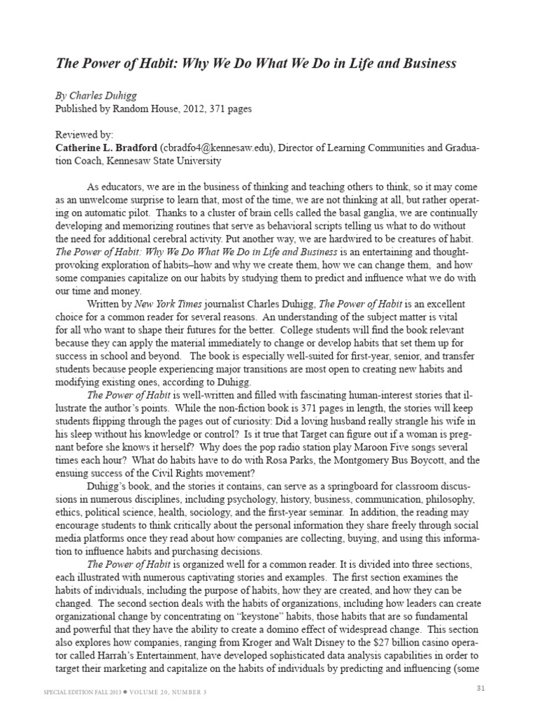 The Power of Habit: Why We Do What We Do in Life and Business | PDF ...