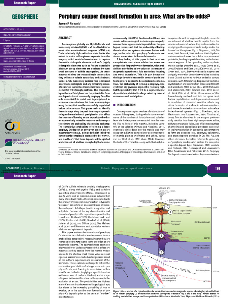 Porphyry Copper Deposit Formation in Arcs: What Are The Odds? | PDF ...