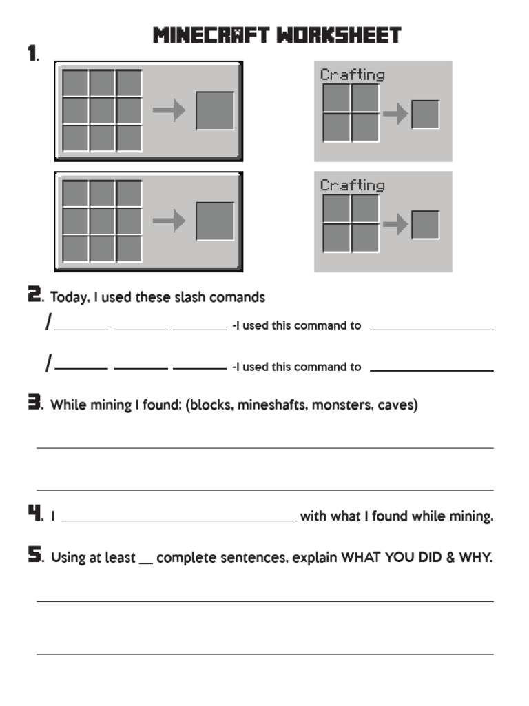 Minecraft Worksheet | PDF