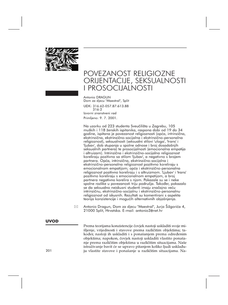 Povezanost Religiozne Orijentacije I Prosocijalnosti - Članak | PDF