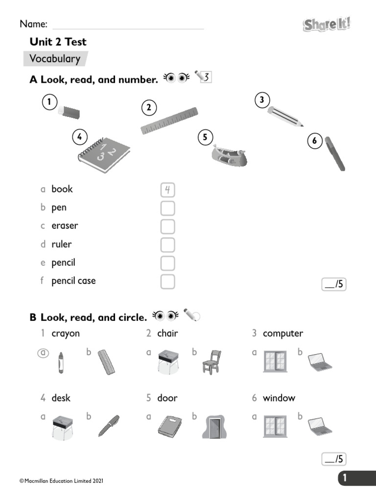 Unit 2 Test | PDF | Writing Implements | Equipment