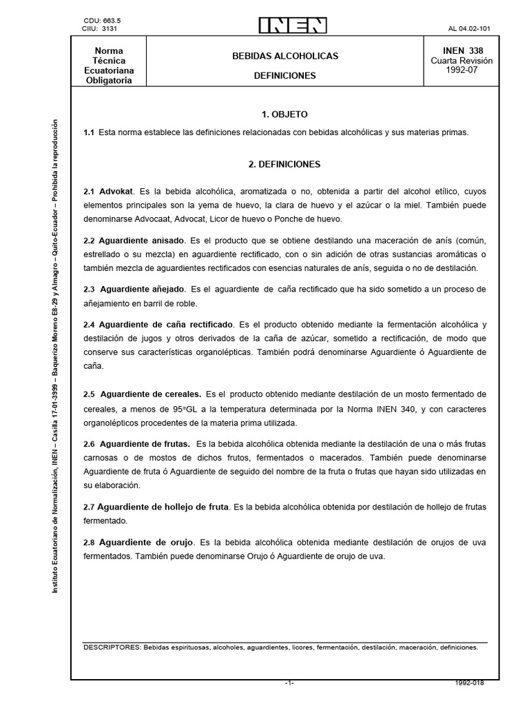 Alcohol Inen 338 | PDF