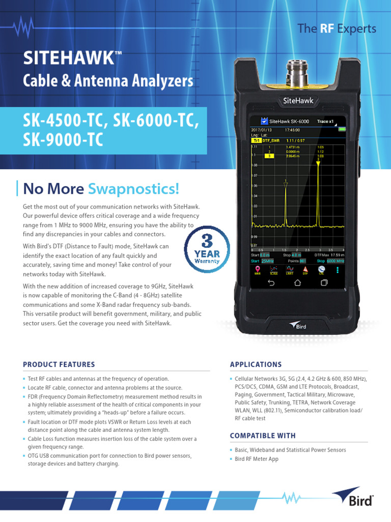 Analyzer SiteHawk SK4500TC SK6000TC SK9000TC | PDF | Decibel | Usb