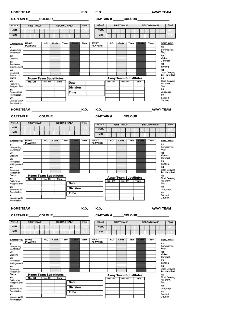 Referee Notebook Sheets | PDF