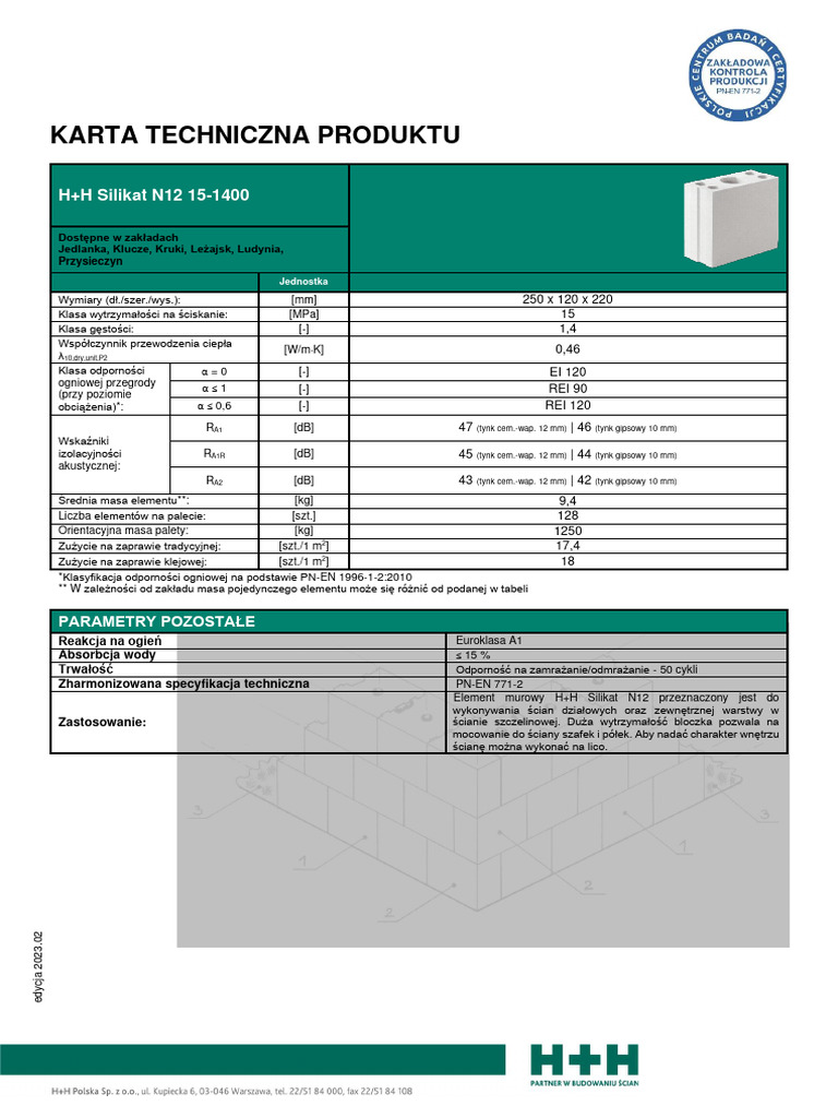 Karta Techniczna HH Silikat N12 151400 | PDF