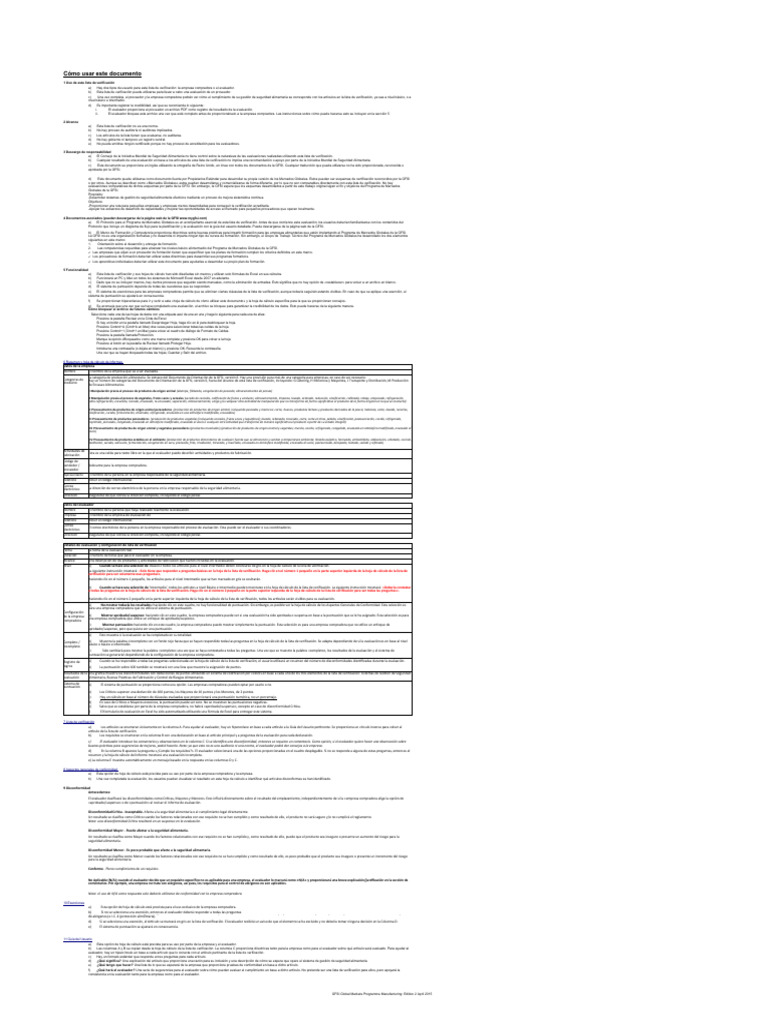 GFSI Global Markets Manufacturing Checklist V2 SP | PDF | Microsoft ...