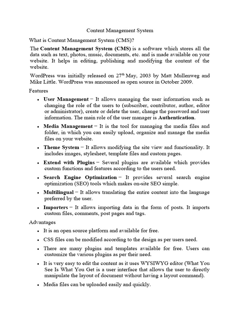 Content Management System | PDF