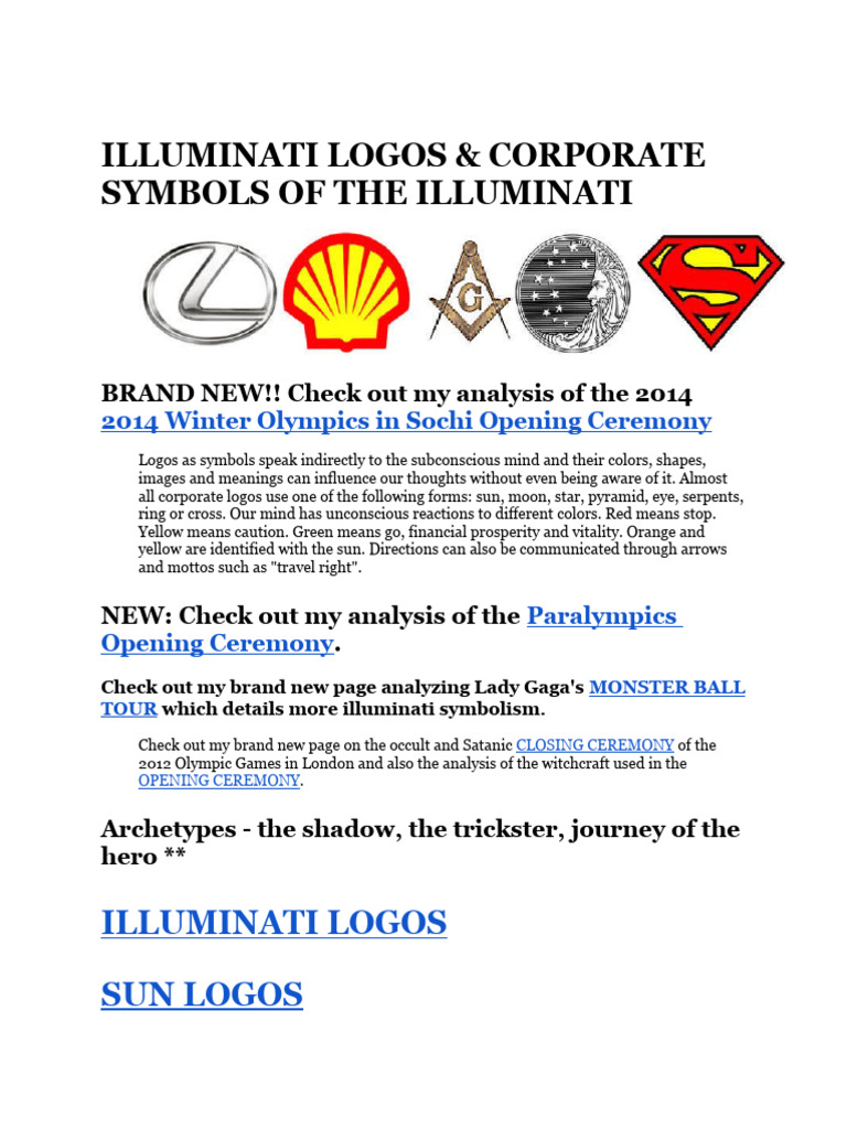 Illuminati Logos & Corporate Symbols of The Illuminati | PDF | Social Science | Self-Improvement