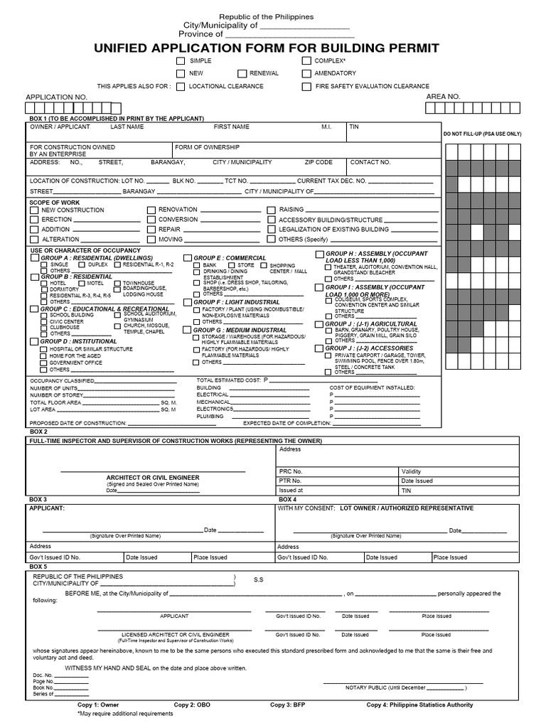 Unified Building Permit Application Form | PDF