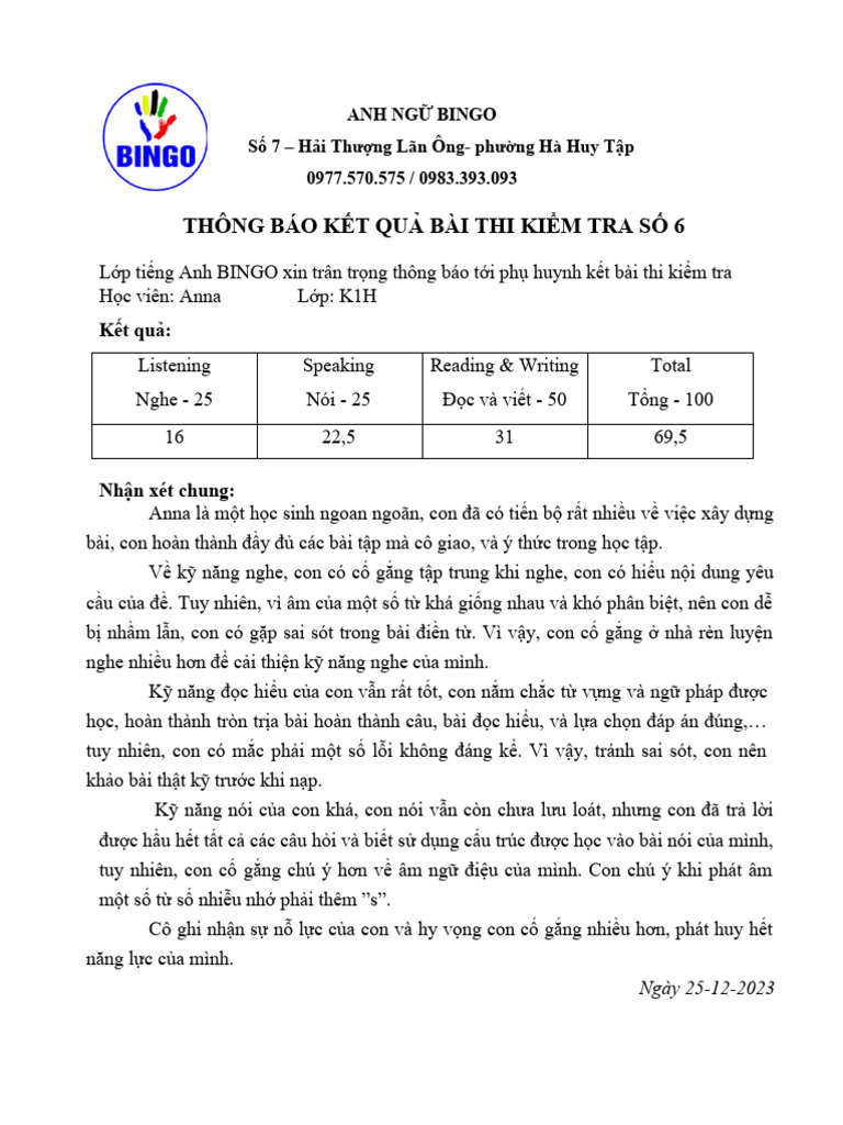 K1H Report 25-12-2023 Thera | PDF