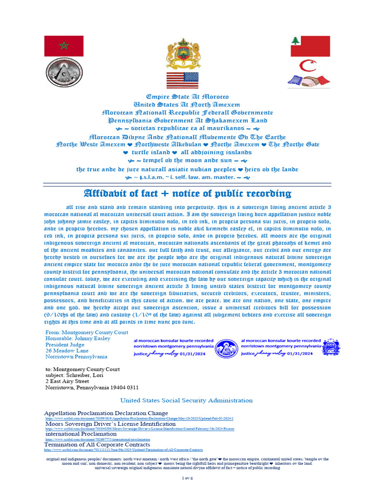Affidavit of Fact + Notice of Public Recording United States Social ...
