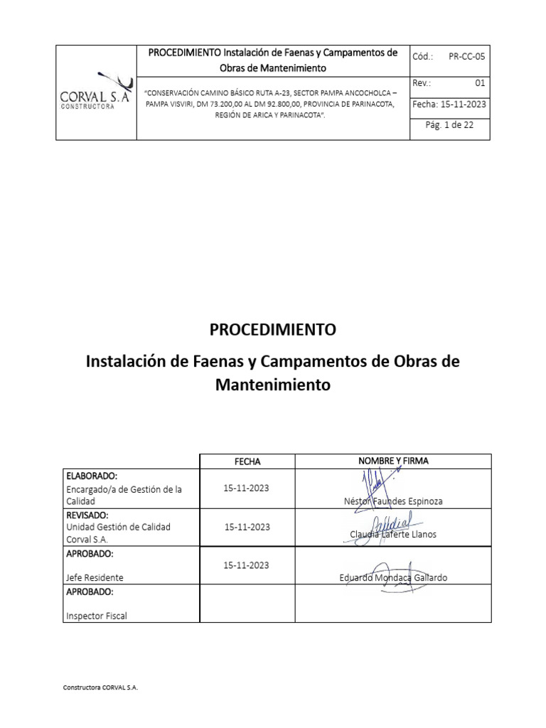 PR-CC-05 Instalación de Faenas | PDF | Residuos | Business