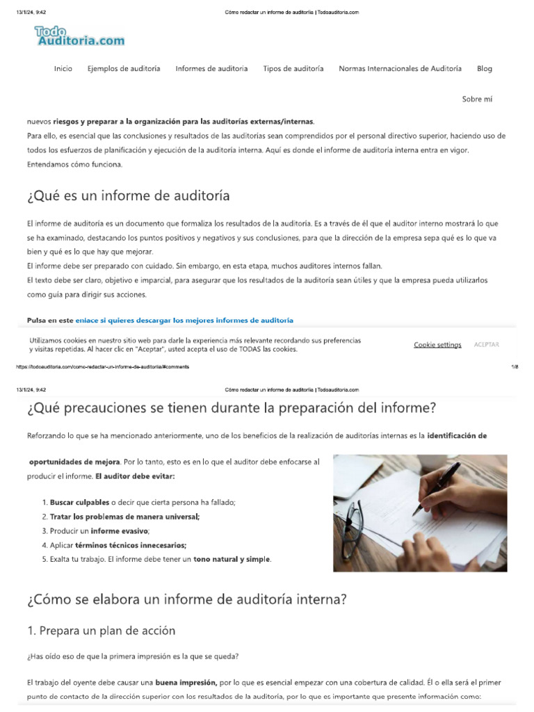 Como Redactar Un Informe de Auditoria | PDF