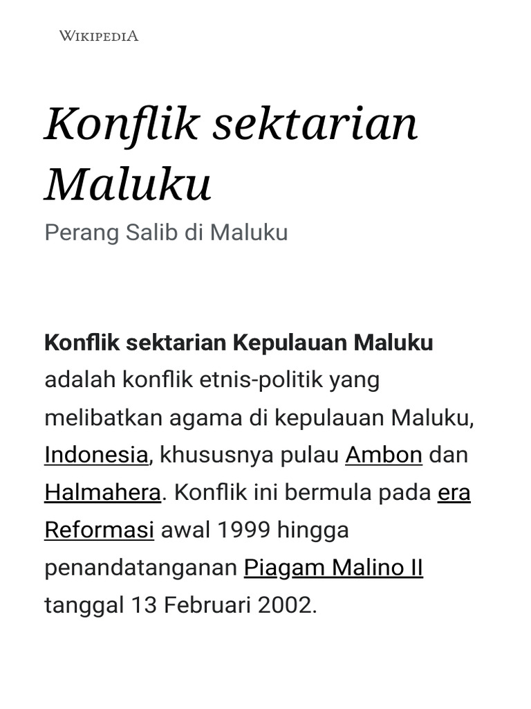 Konflik Sektarian Maluku - Wikipedia Bahasa Indonesia, Ensiklopedia ...