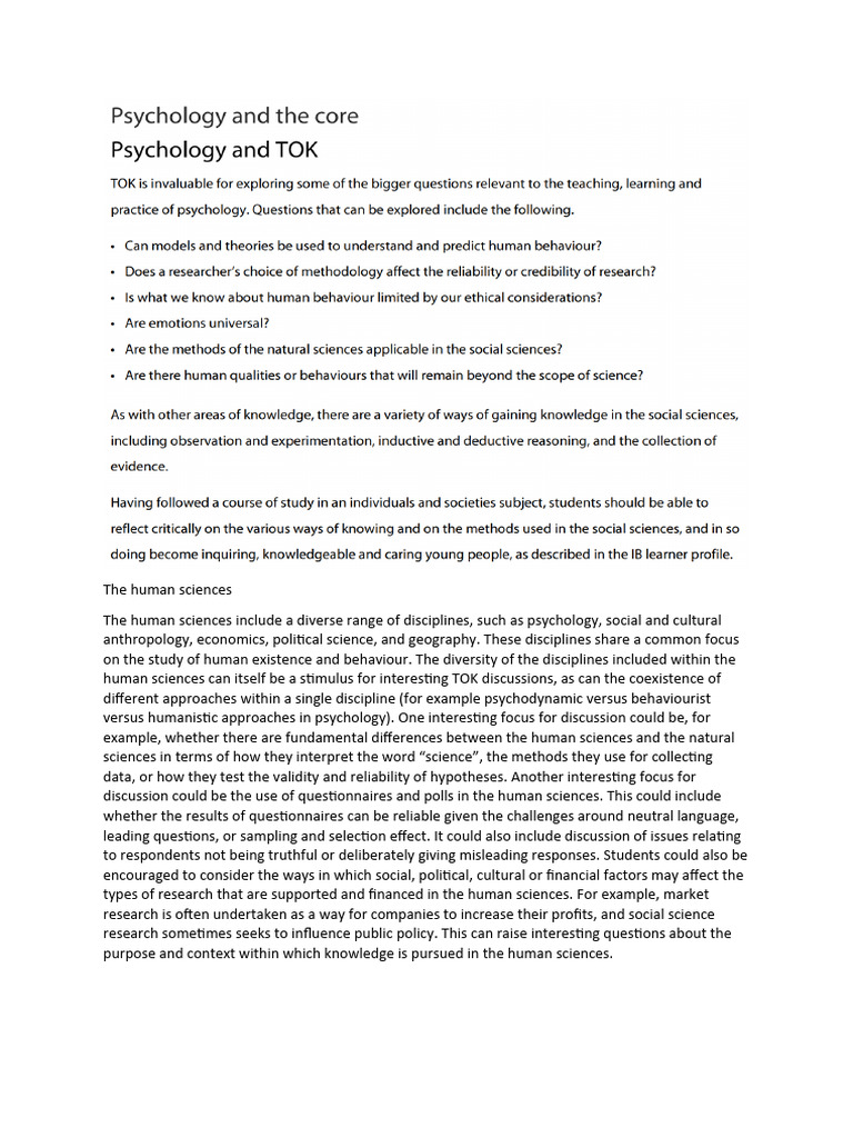 TOK Links To IB | Download Free PDF | Science | Knowledge