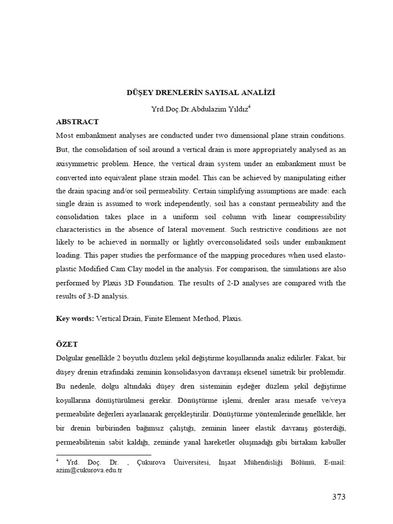 Düşey Drenlerin Sayisal Analizi | PDF
