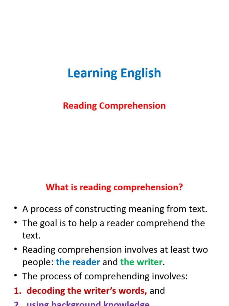 Learning English - Reading Comprehension | PDF