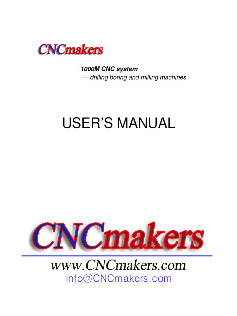 CNCmakers 1000M Milling CNC Controller User Manual | PDF | Numerical Control | Machining